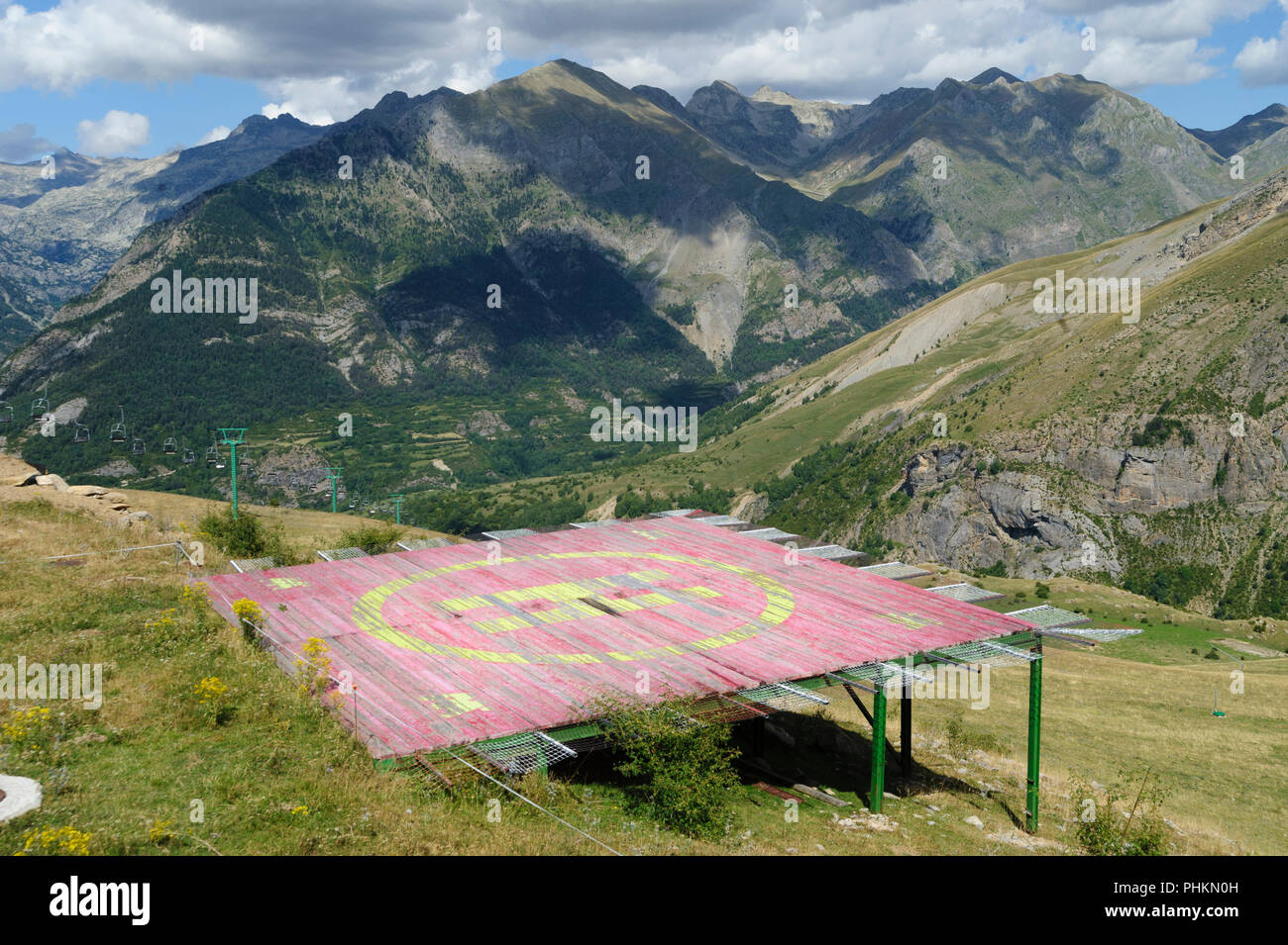Pyrenees Mountains and Heliport Stock Photo - Alamy