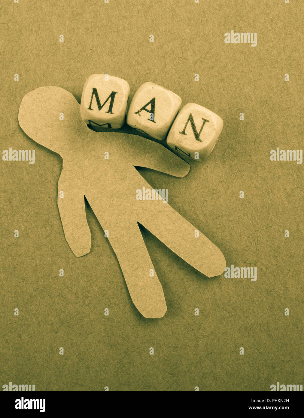Paper man and man wording with letter cubes on paper Stock Photo - Alamy