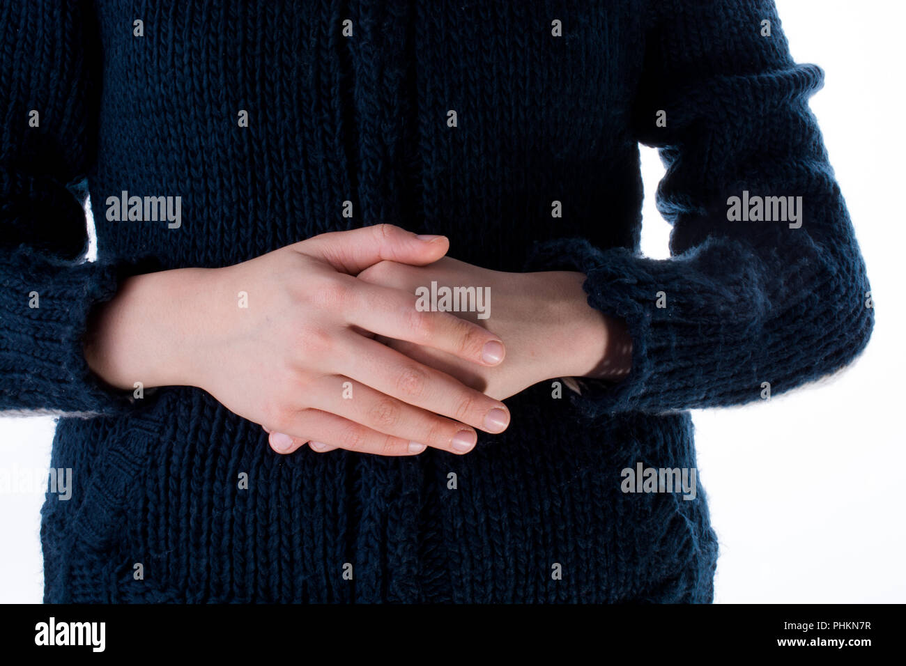 Hand making a gesture on a white background Stock Photo - Alamy