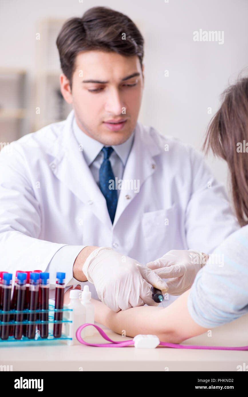 Patient during blood test sampling procedure taken for analysis Stock ...