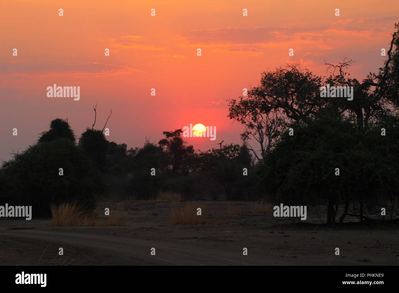 Sunset in Africa - Zambia Stock Photo - Alamy