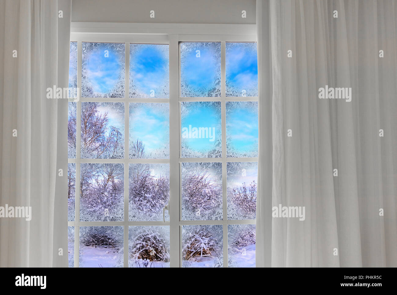 view through a frozen landscape window Stock Photo - Alamy