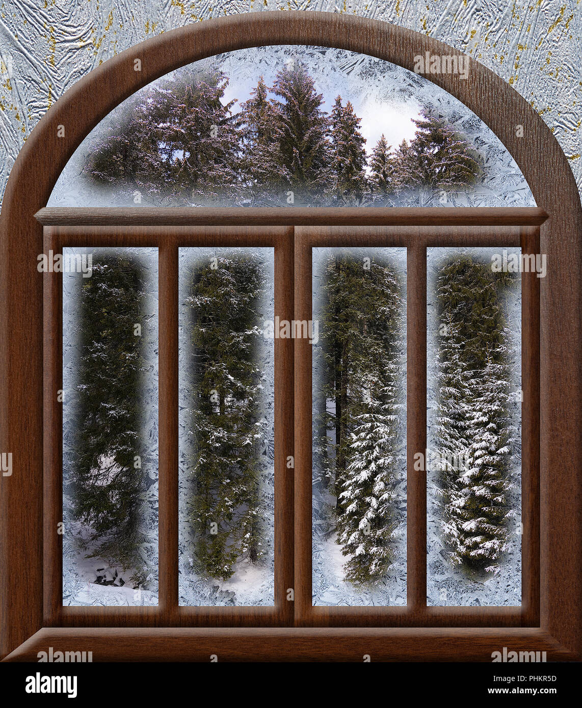 view through a frozen landscape window Stock Photo - Alamy