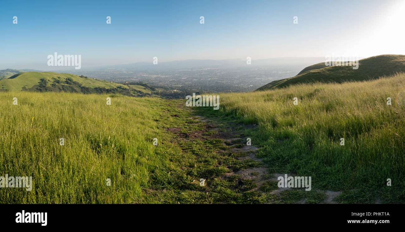 Walking Downhill Large Trail With Silicon Valley at the End Stock Photo ...