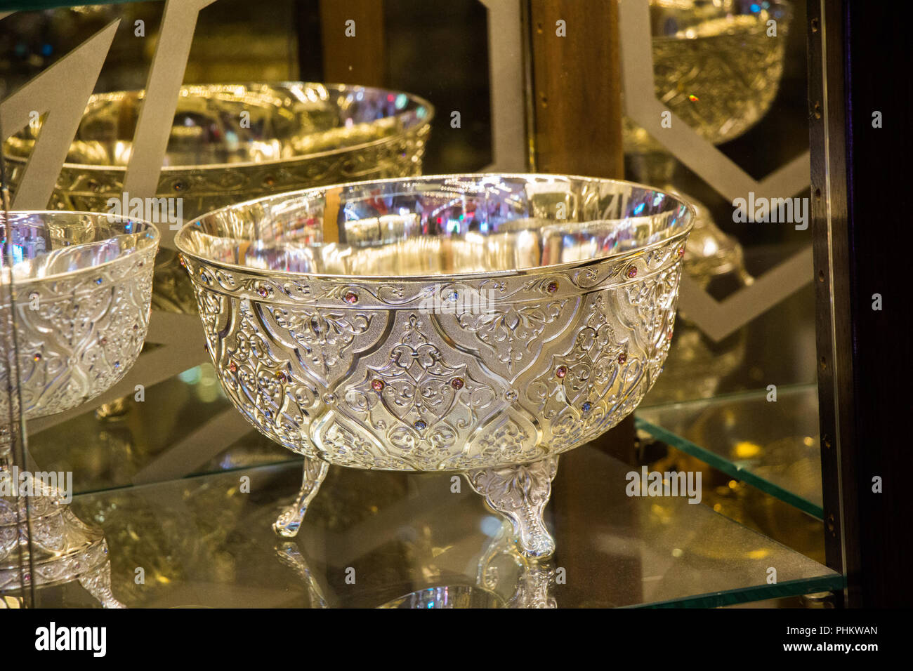 Taditional Turkish metal plates in the view Stock Photo - Alamy