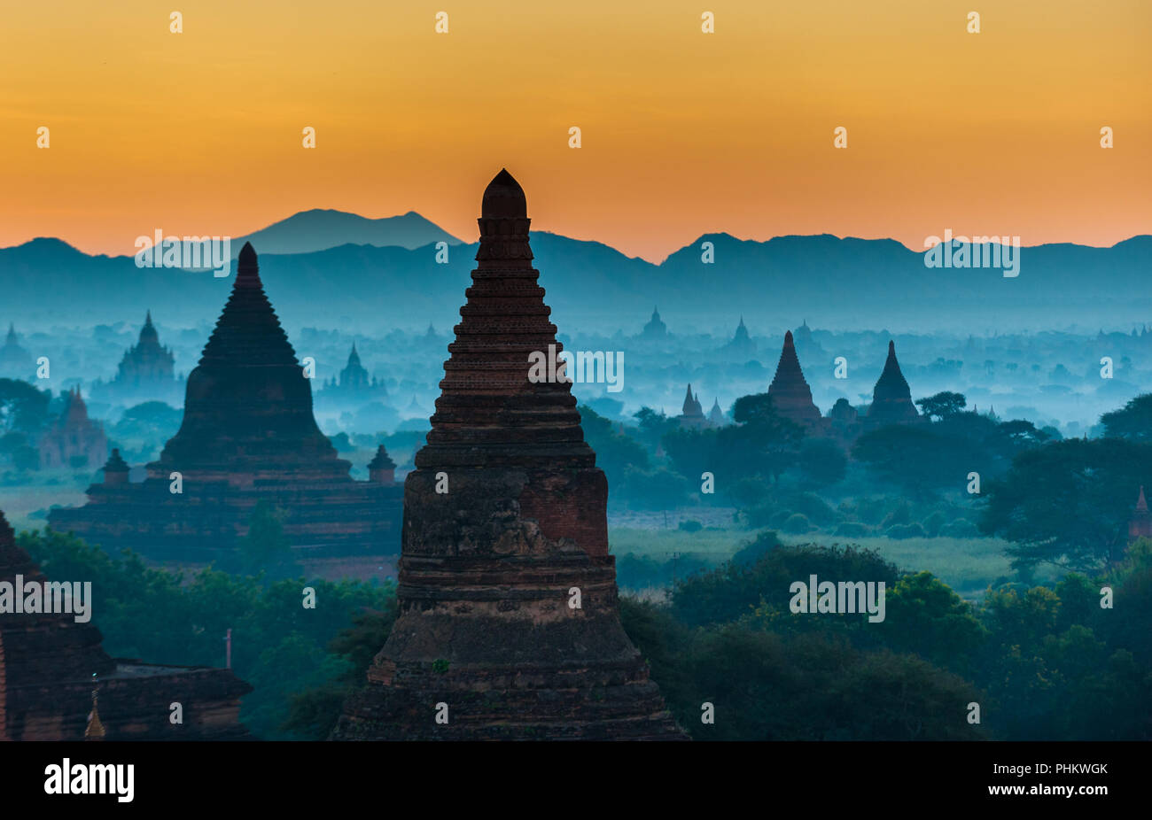 Sunrise over ancient Bagan, Myanmar Stock Photo - Alamy