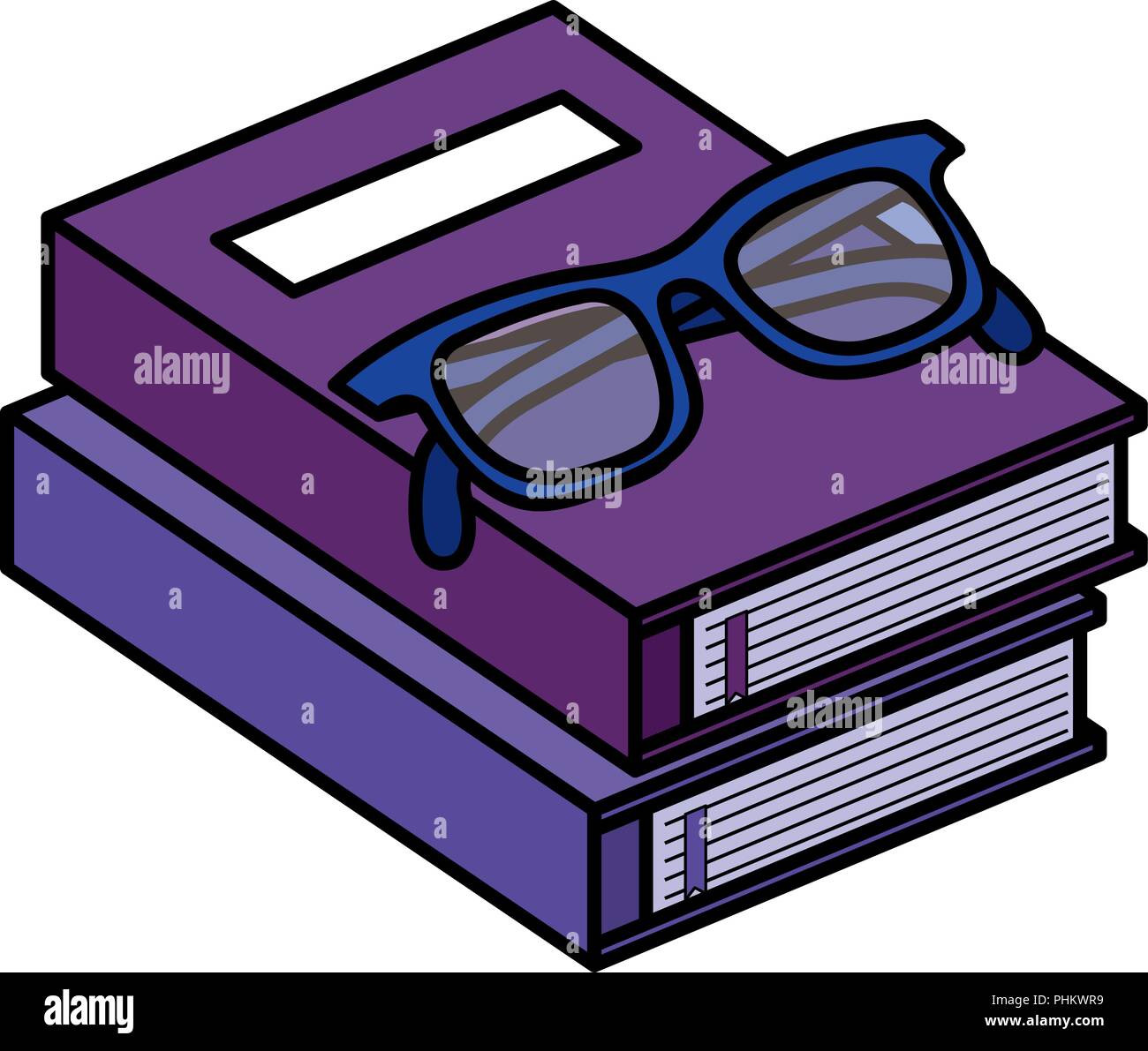 pile text books with glasses vector illustration design Stock Vector ...
