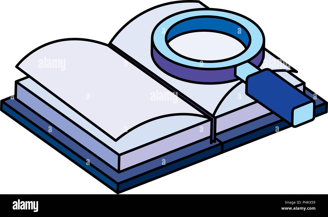 text book with magnifying glass vector illustration design Stock Vector ...