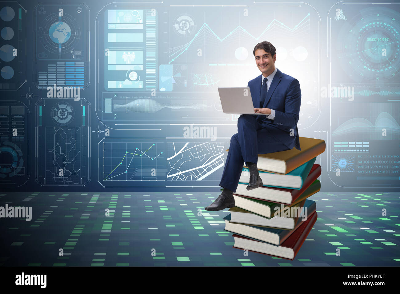 Businessman in executive distance learning concept Stock Photo - Alamy