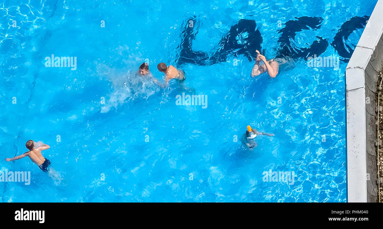 aerial photo, LAGO Die Therme, outdoor pool, paddling pool, swimmer ...