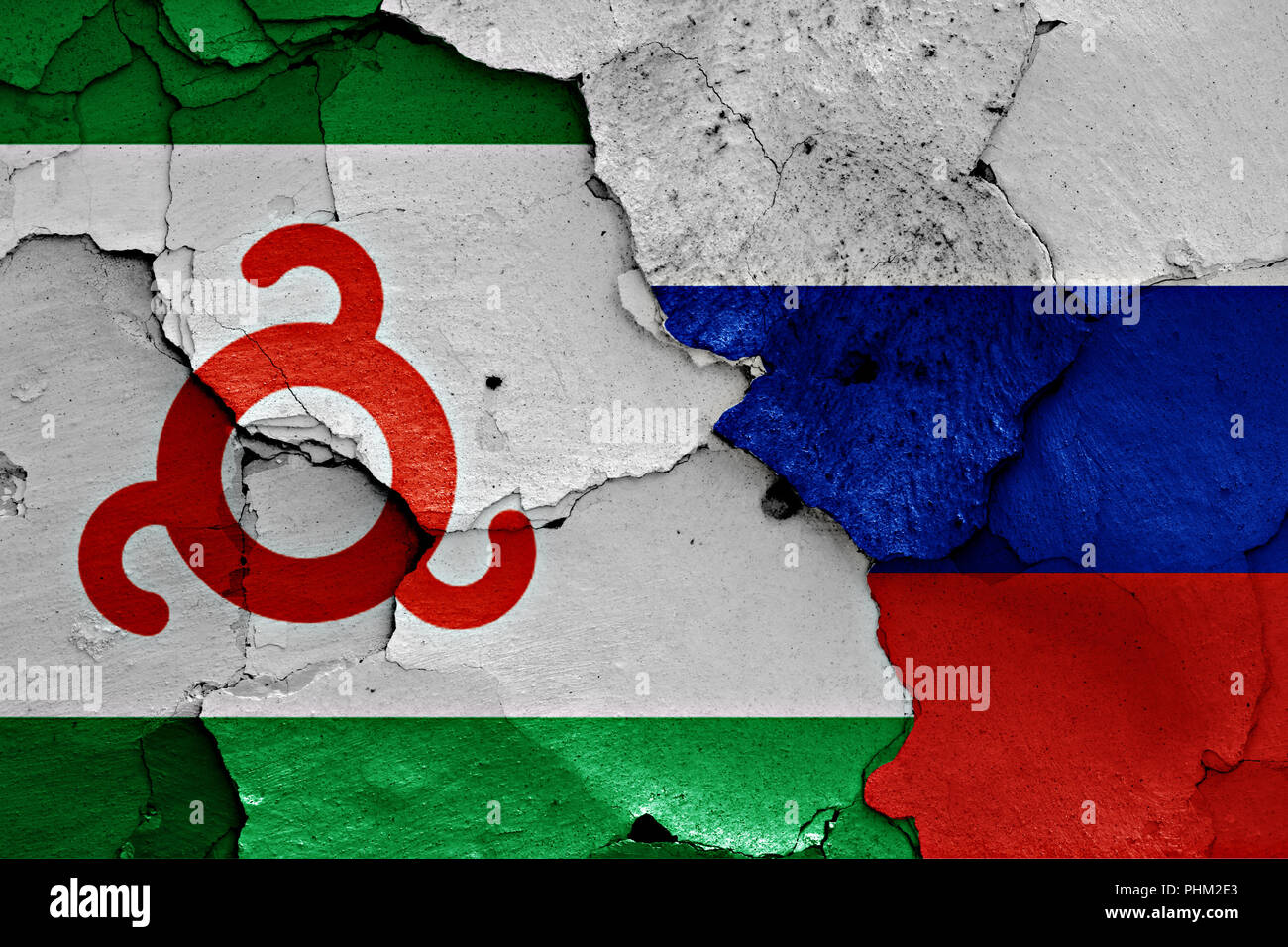 flags of Ingushetia and Russia painted on cracked wall Stock Photo - Alamy