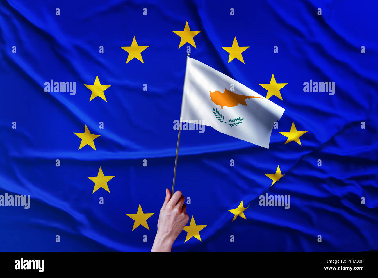 Flag of the European Union and Cyprus Stock Photo - Alamy