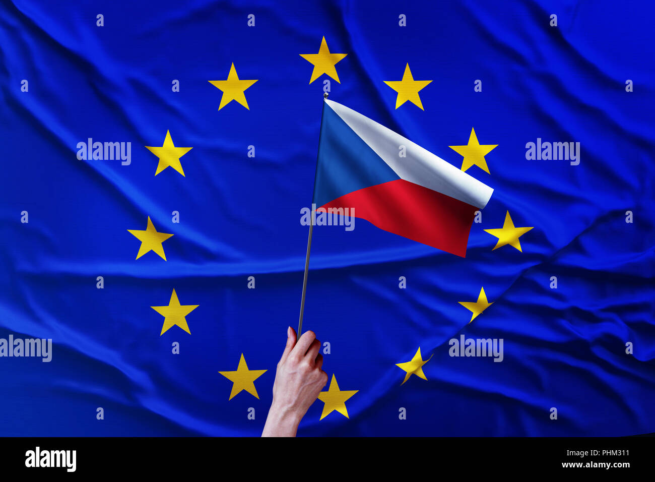 Flag of the European Union and Czech Republic Stock Photo - Alamy
