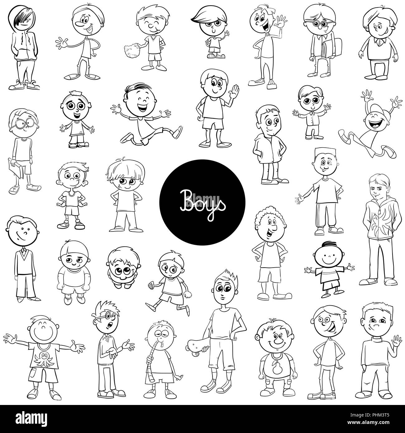 Funny kids set color Black and White Stock Photos & Images - Alamy