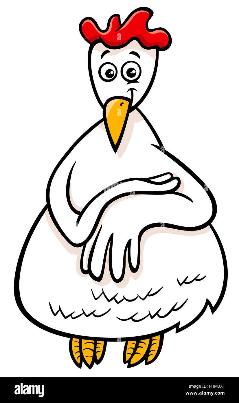hen or chicken farm character cartoon illustration Stock Photo - Alamy