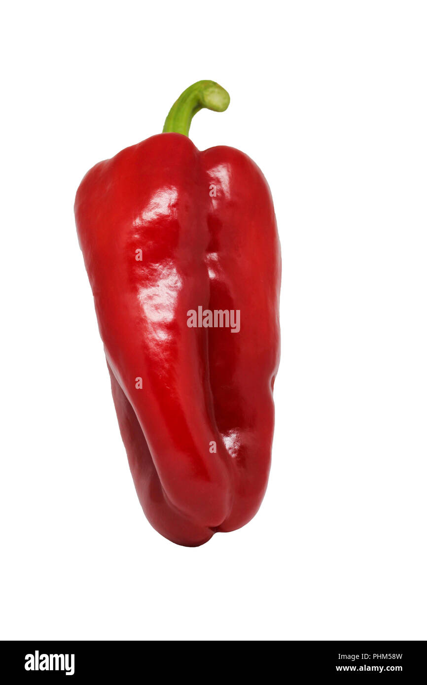 Red paprika isolated on white background. Beautiful sweet vegetable ...