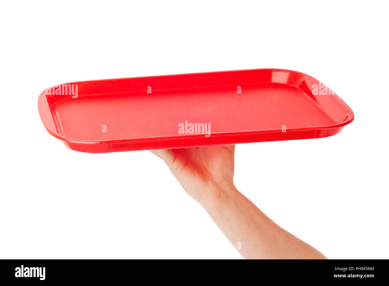 Hand with tray Stock Photo - Alamy
