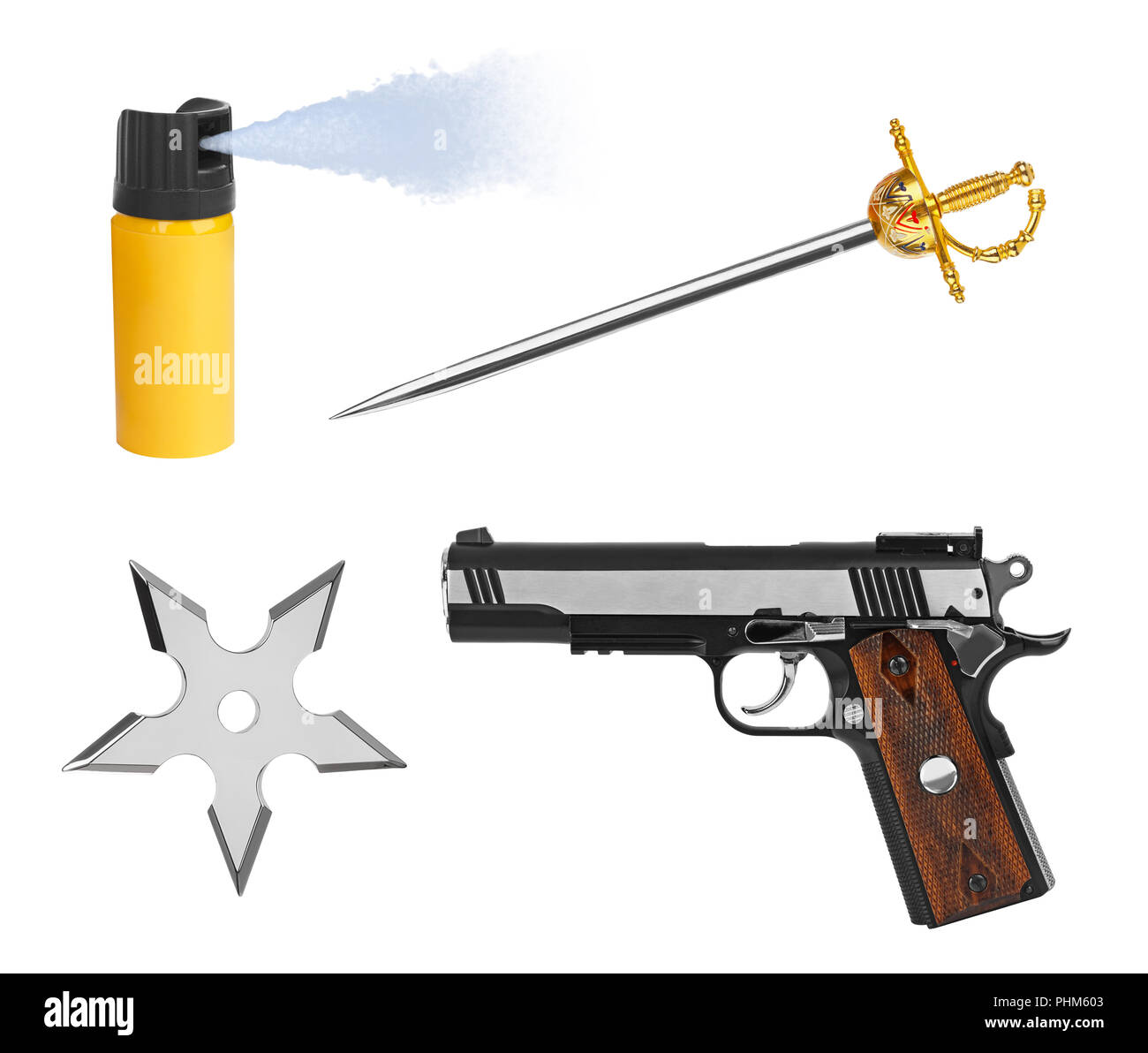 Weapons set collection Stock Photo - Alamy