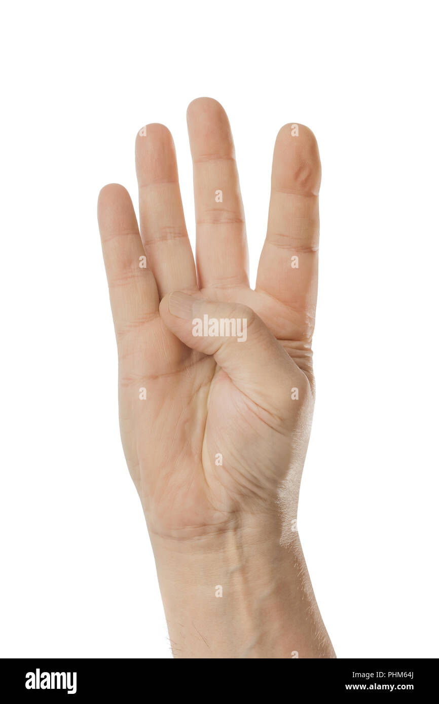 Counting hand - four Stock Photo - Alamy