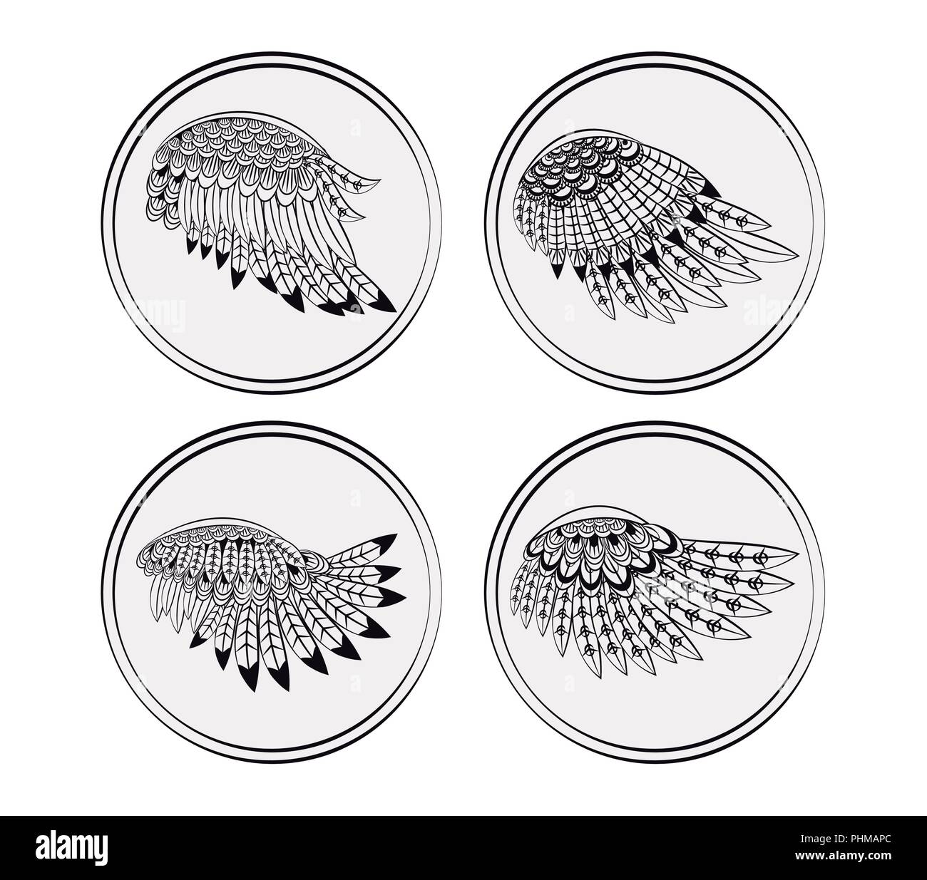 Set of round wings collections Stock Vector Image & Art - Alamy