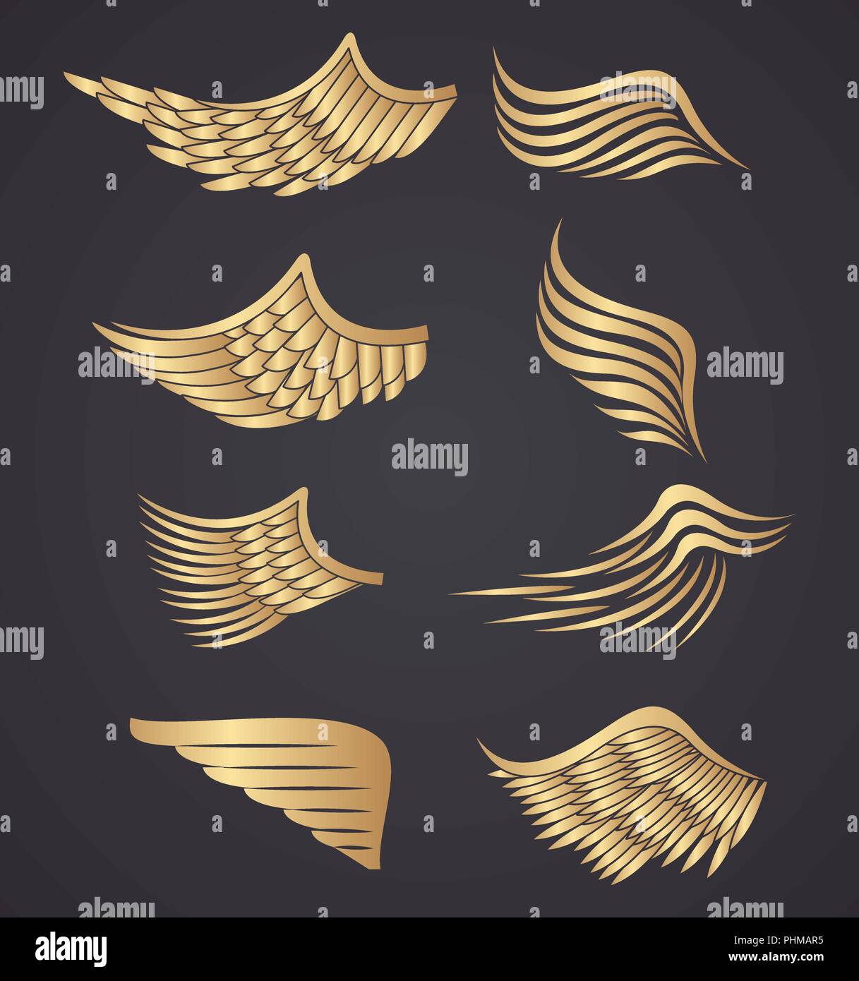 Set of colorful wings drawings Stock Vector Image & Art - Alamy