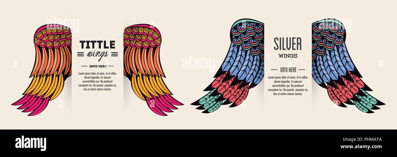 Set of colorful wings drawings Stock Vector Image & Art - Alamy
