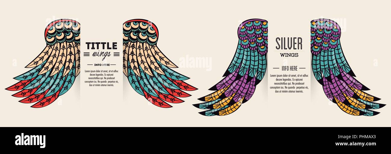 Set of colorful wings drawings Stock Vector Image & Art - Alamy