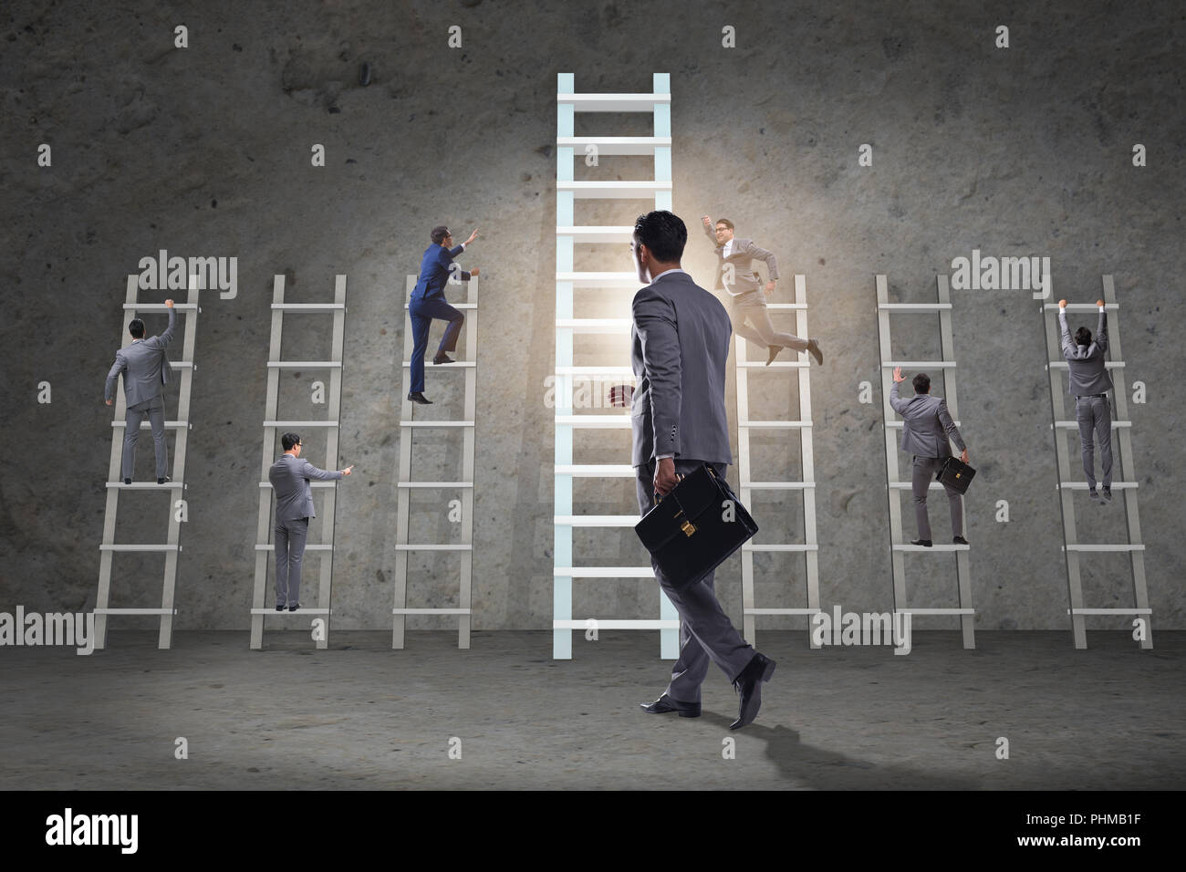 Career progression concept with various ladders Stock Photo - Alamy