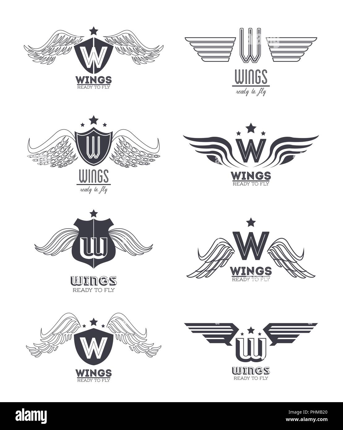Set of wings emblems Stock Vector Image & Art - Alamy