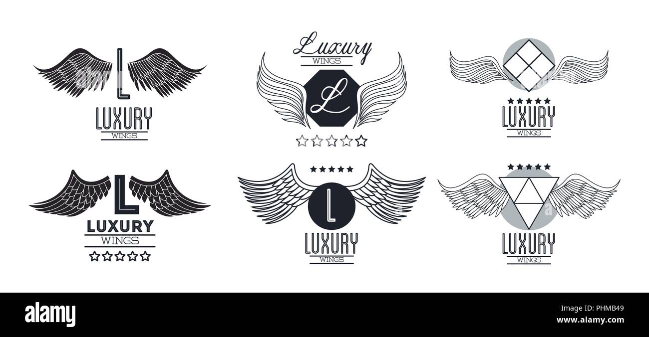 Set of luxury wings emblems Stock Vector Image & Art - Alamy