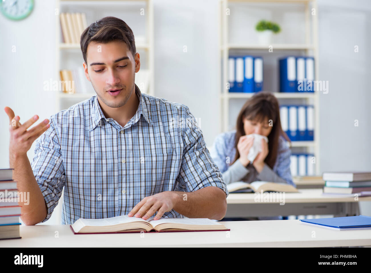 Students sitting and studying in classroom college Stock Photo - Alamy