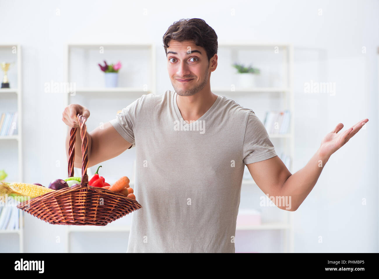Young man in healthy eating and dieting concept Stock Photo - Alamy