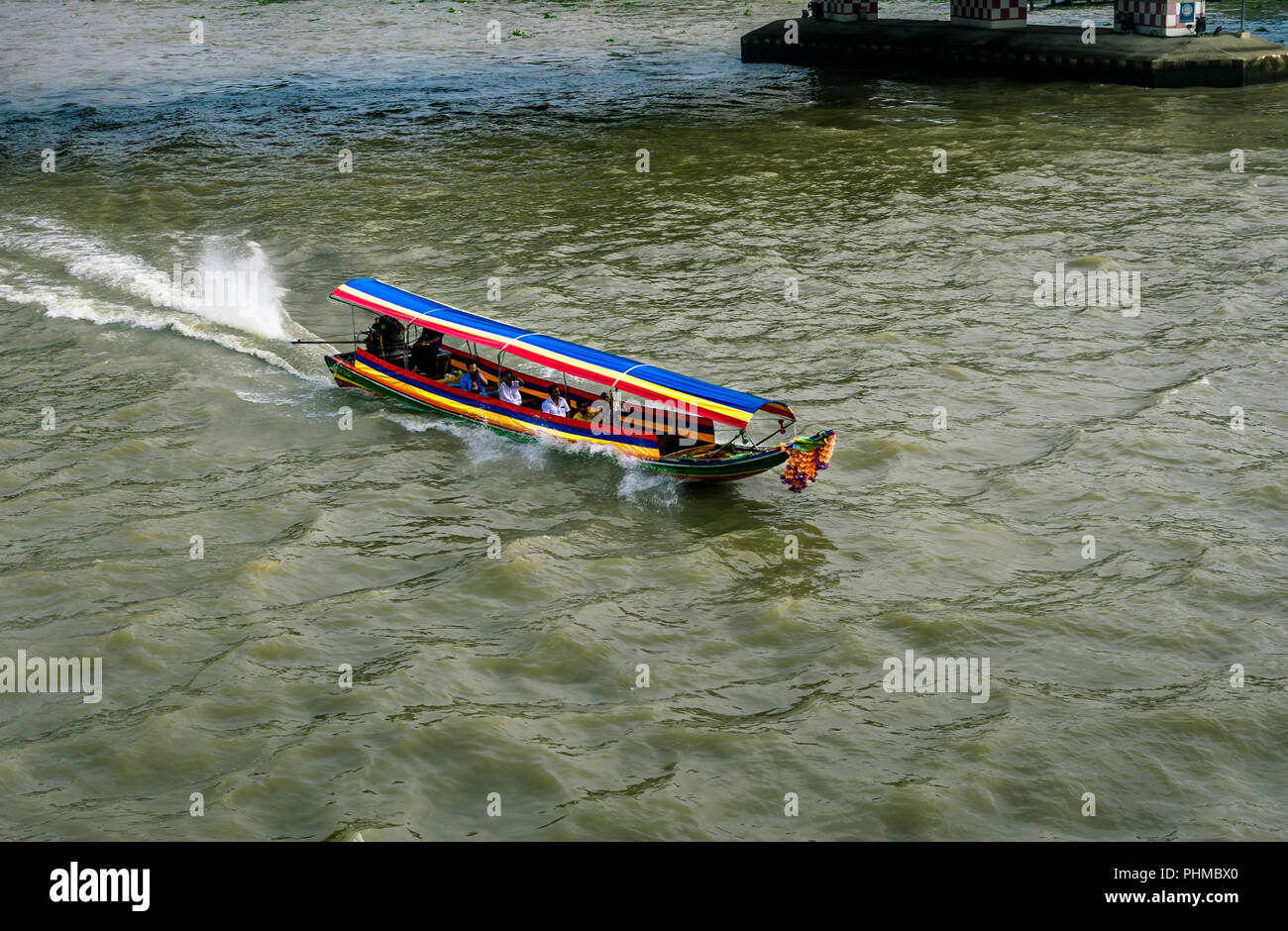 Colorful Boat in Bangkok's Phraya Chao River Stock Photo - Alamy