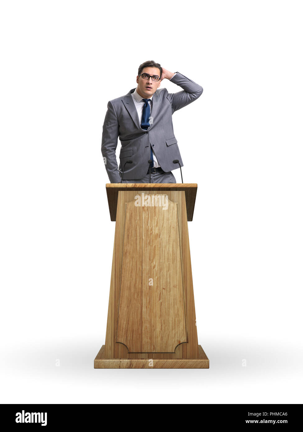 Man making speech microphone Cut Out Stock Images & Pictures - Alamy