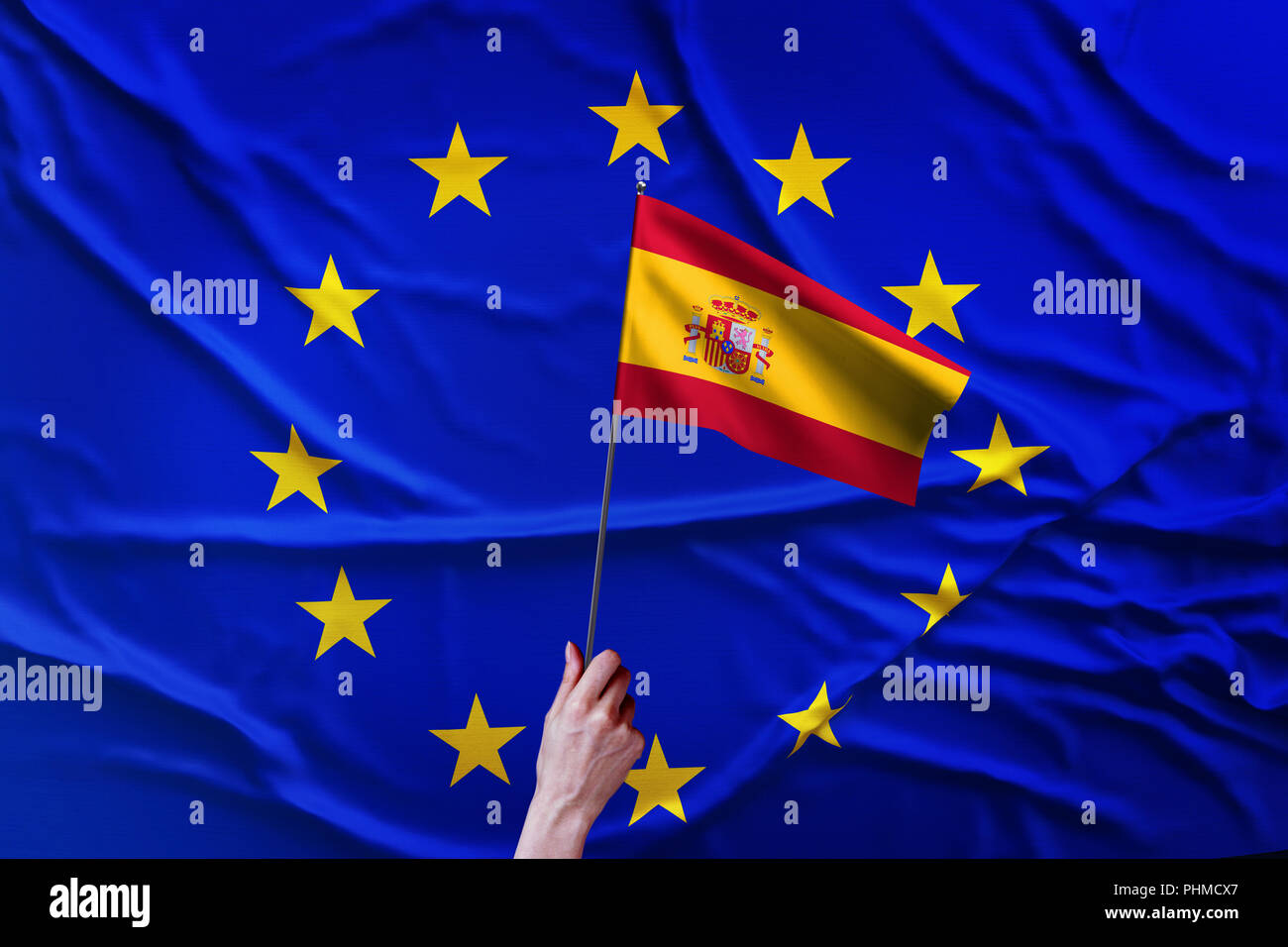 Flag of the European Union and Spain Stock Photo - Alamy