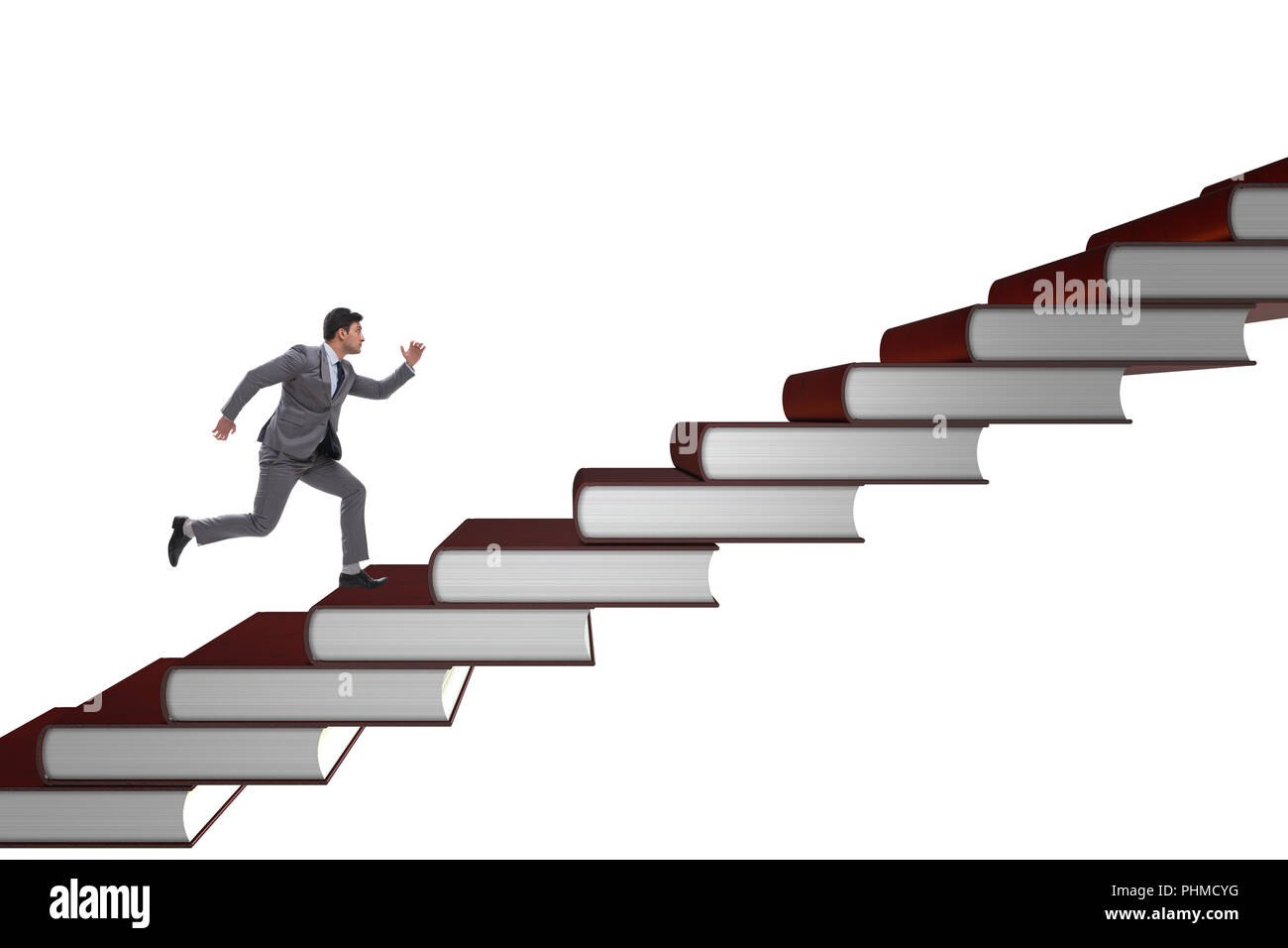 Businessman student climbing the ladder of education books Stock Photo ...