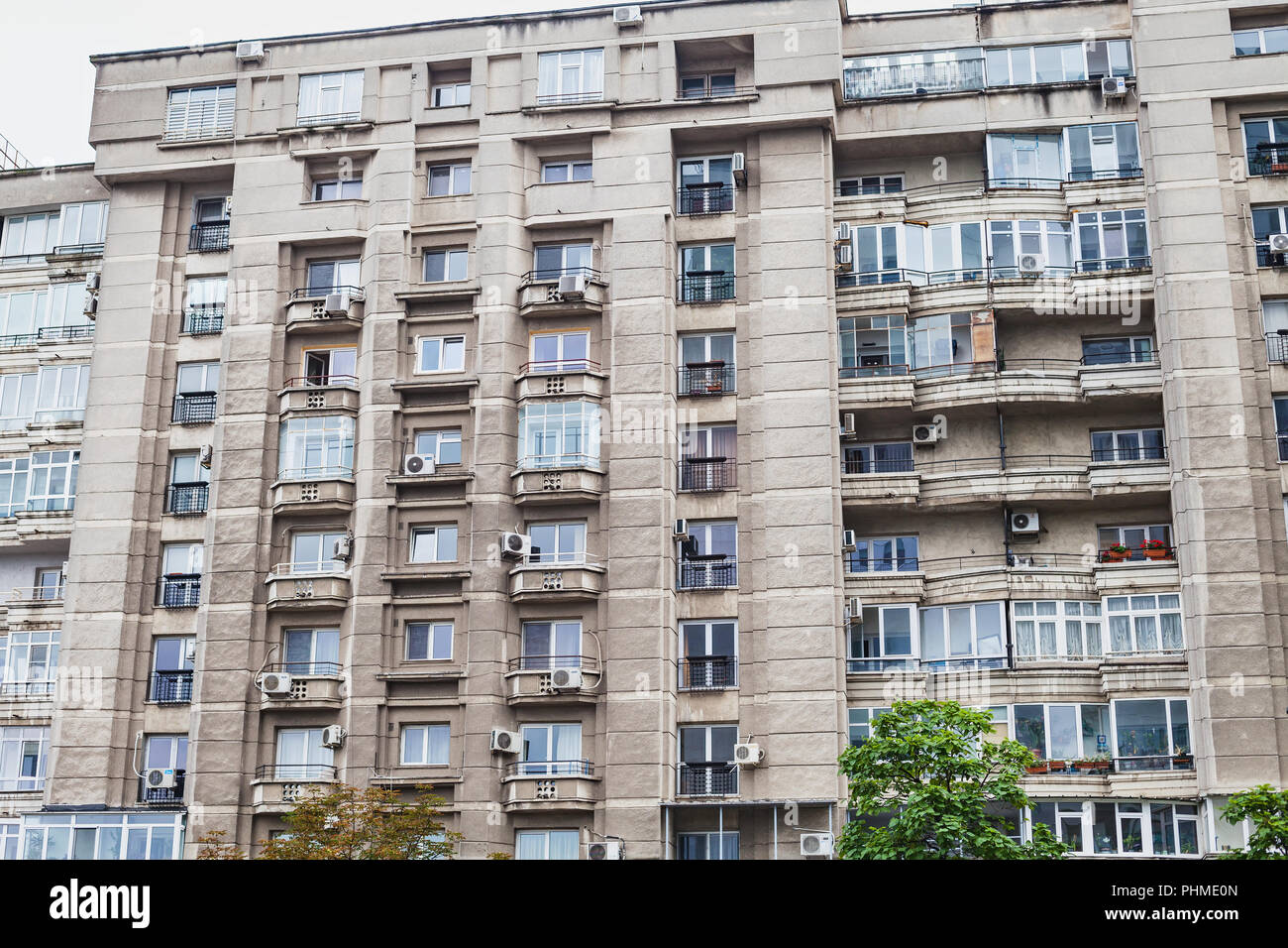 Tall block of flats in the romanian capital, Bucharest, communist ...