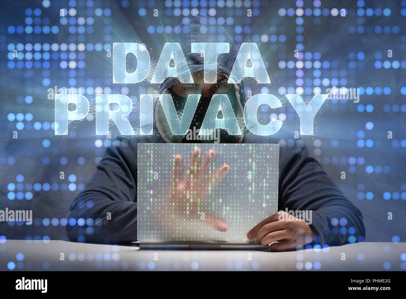 Data privacy concept with hacker stealing personal information Stock ...