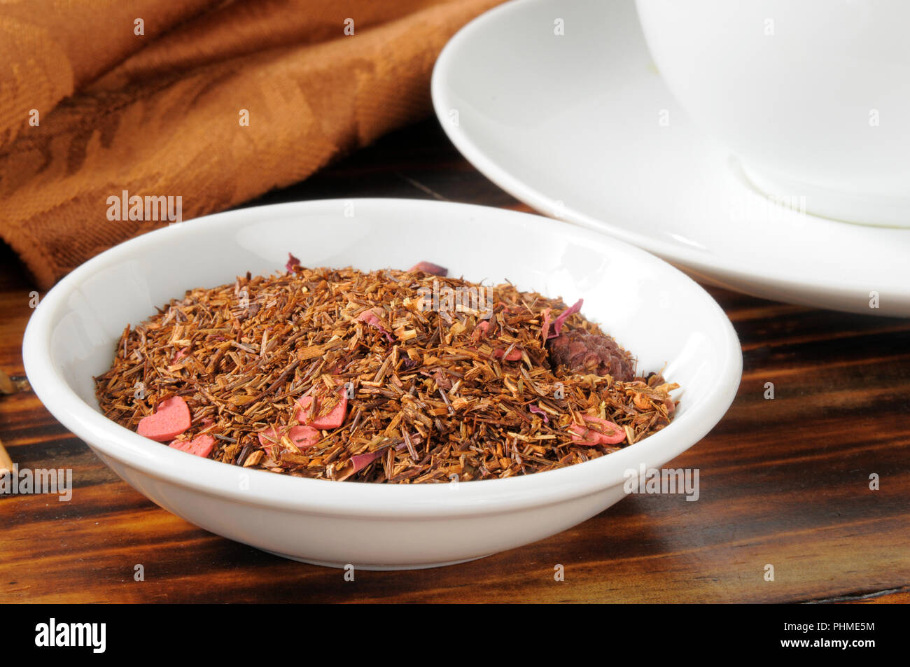 Strawberry flavored rooibos tea in a sample dish Stock Photo - Alamy