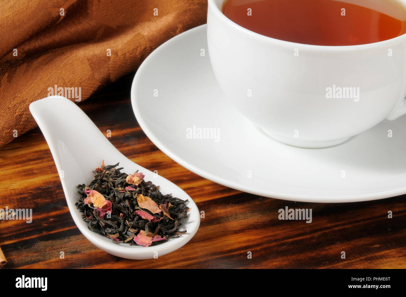 Rose infused organic whole leaf black tea Stock Photo - Alamy