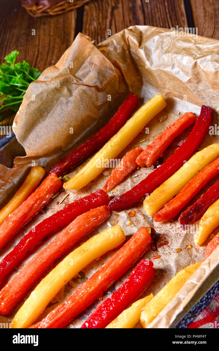 colorful vegetable fries from the oven Stock Photo - Alamy