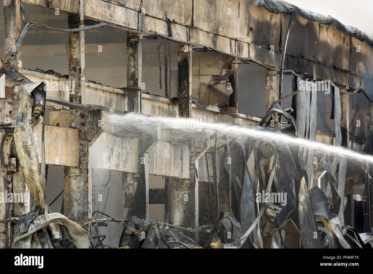 Large fire disaster in a warehouse Stock Photo - Alamy