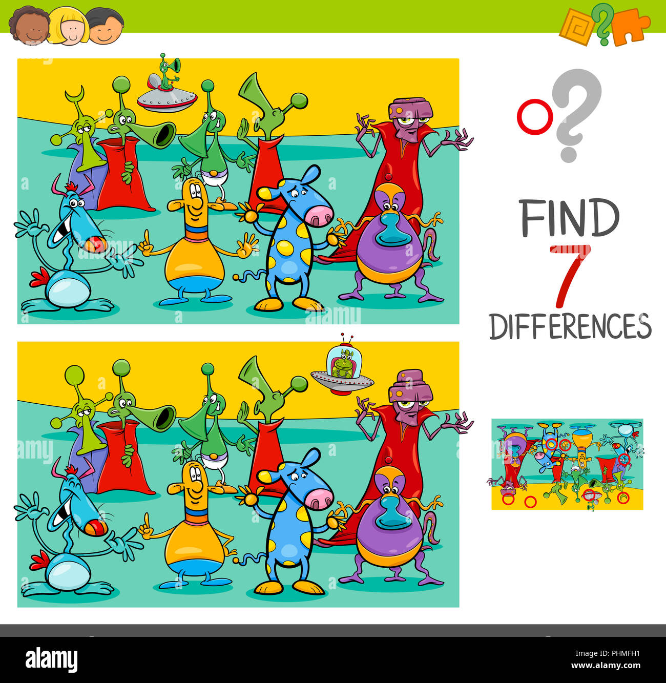 find differences game with aliens characters Stock Photo - Alamy
