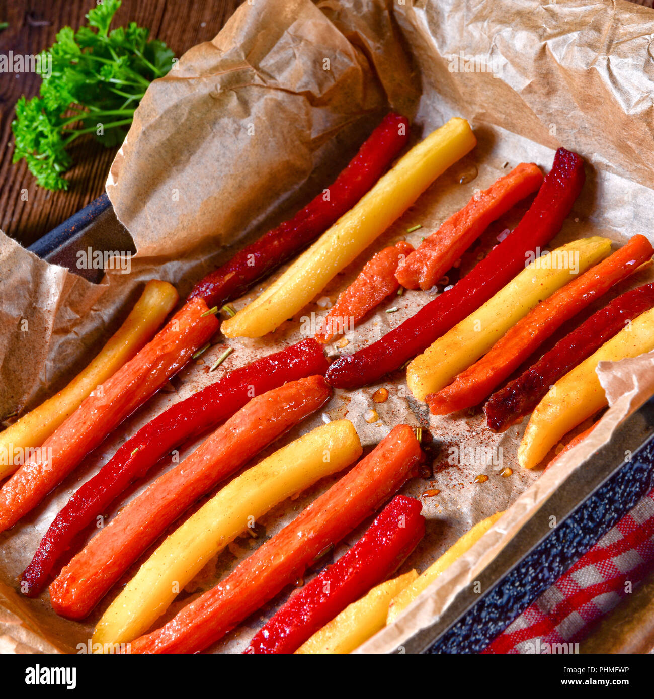 colorful vegetable fries from the oven Stock Photo - Alamy