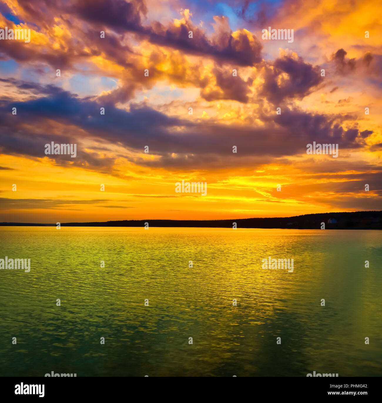 Sunset over the river. Amazing landscape Stock Photo - Alamy
