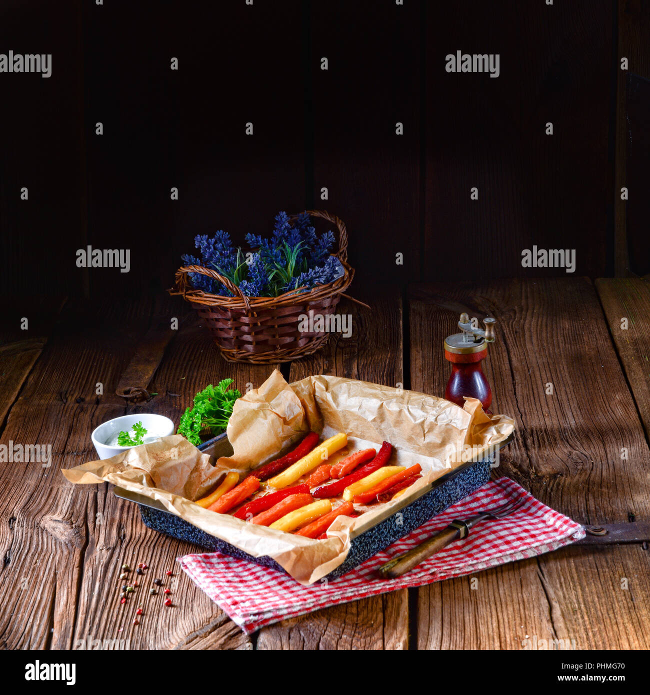 colorful vegetable fries from the oven Stock Photo - Alamy