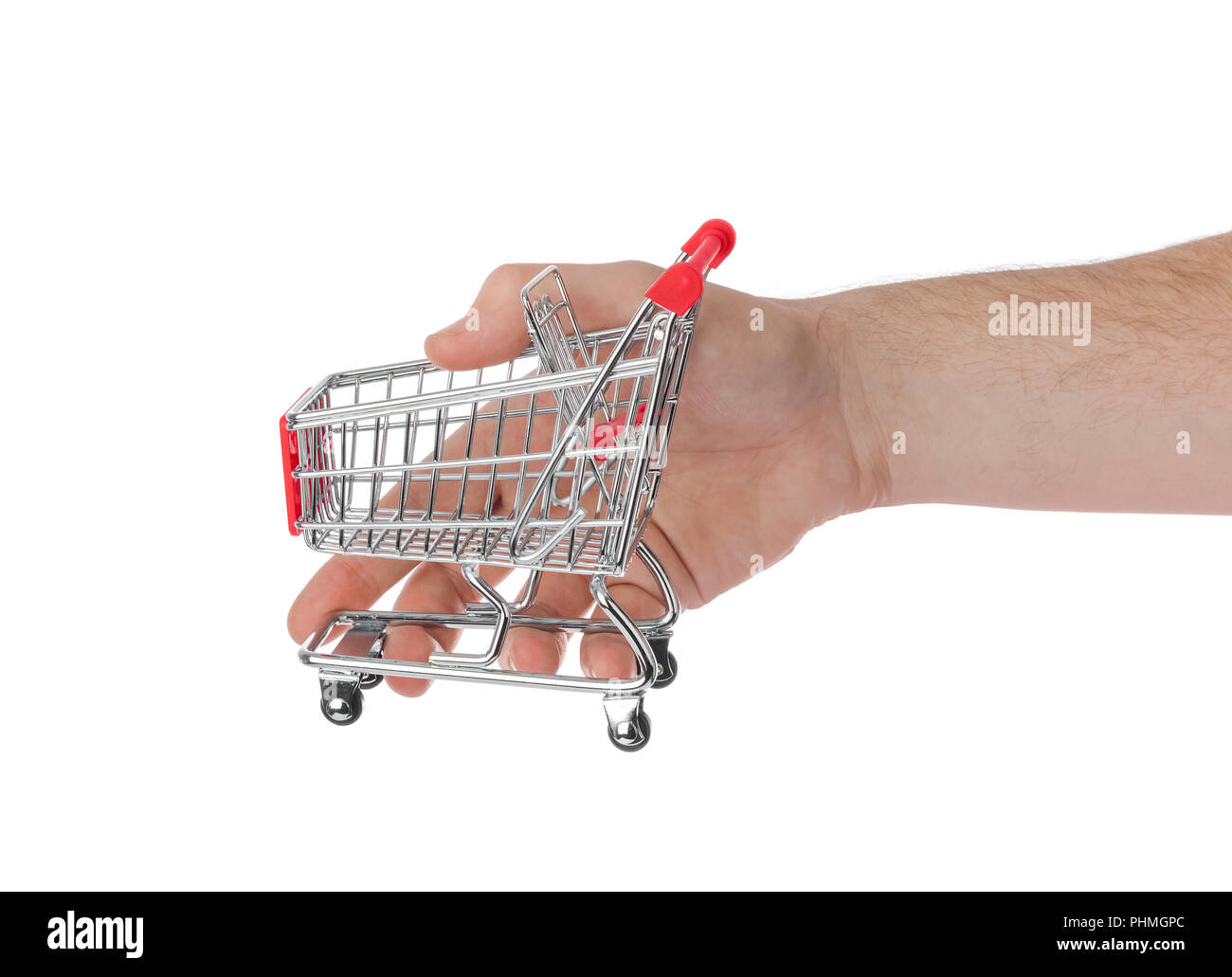 Hand with shopping cart Stock Photo - Alamy