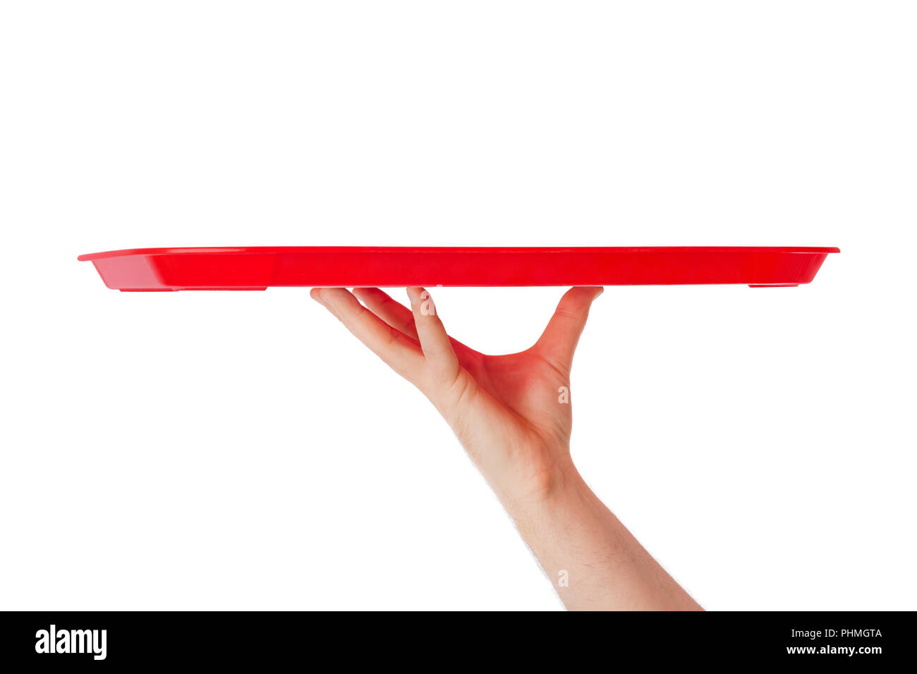 Hand with tray Stock Photo - Alamy