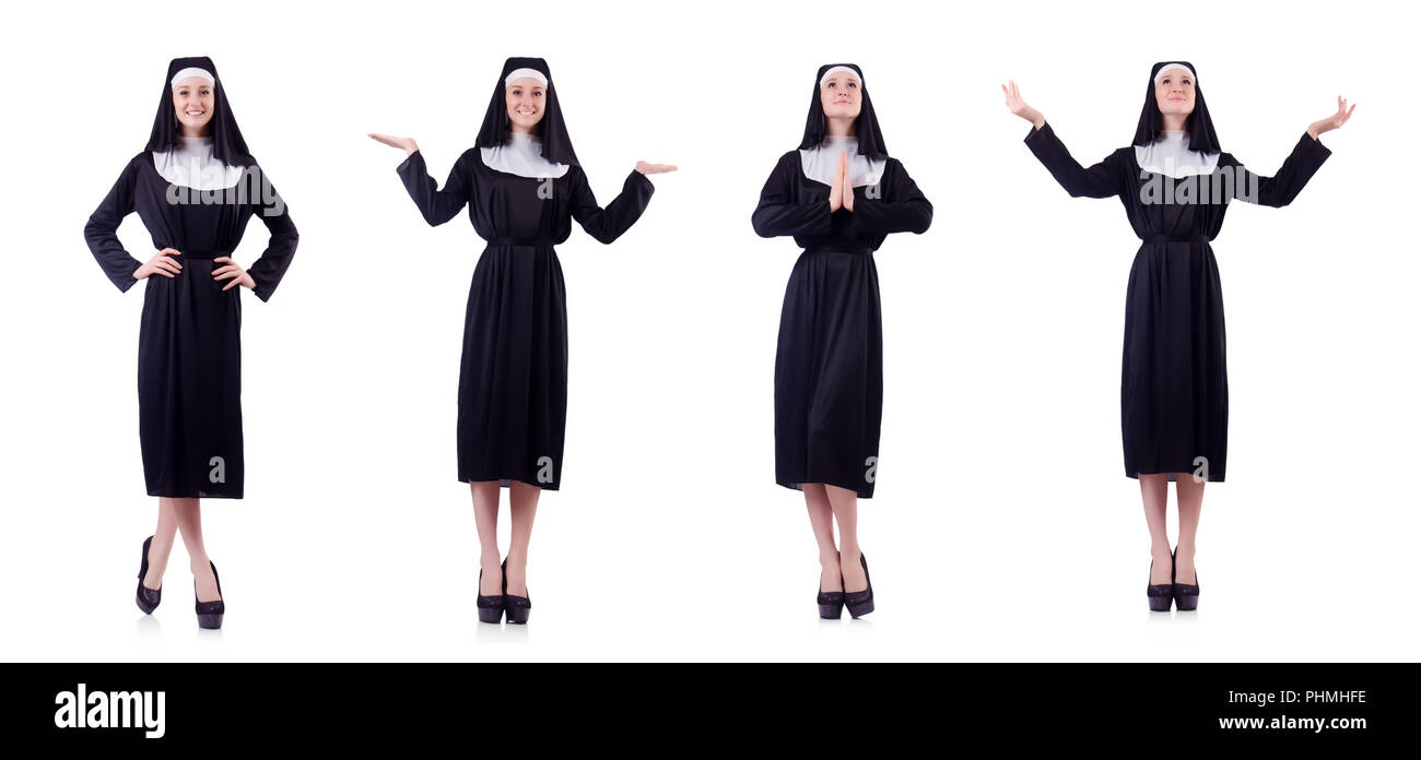 Nun isolated on the white background Stock Photo - Alamy