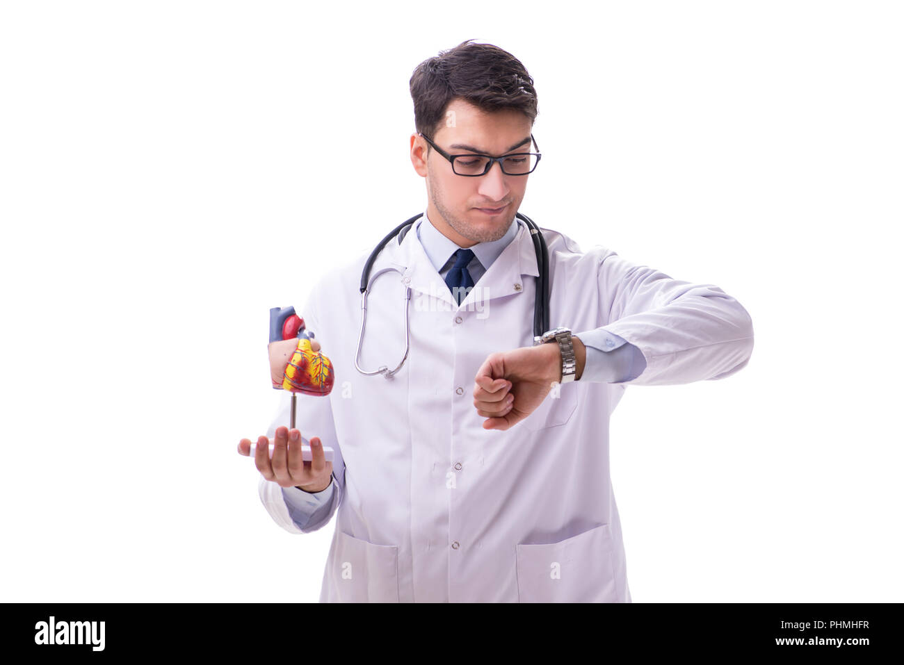 Young doctor with heart shape isolated on white Stock Photo - Alamy